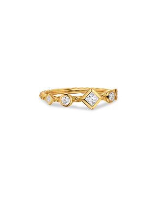 Petite Modern Renaissance Band Ring in 18K Yellow Gold with Diamonds  6.4mm