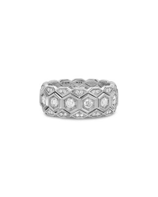 Click here for Mens Hex Stack Ring in Sterling Silver with Diamon... prices