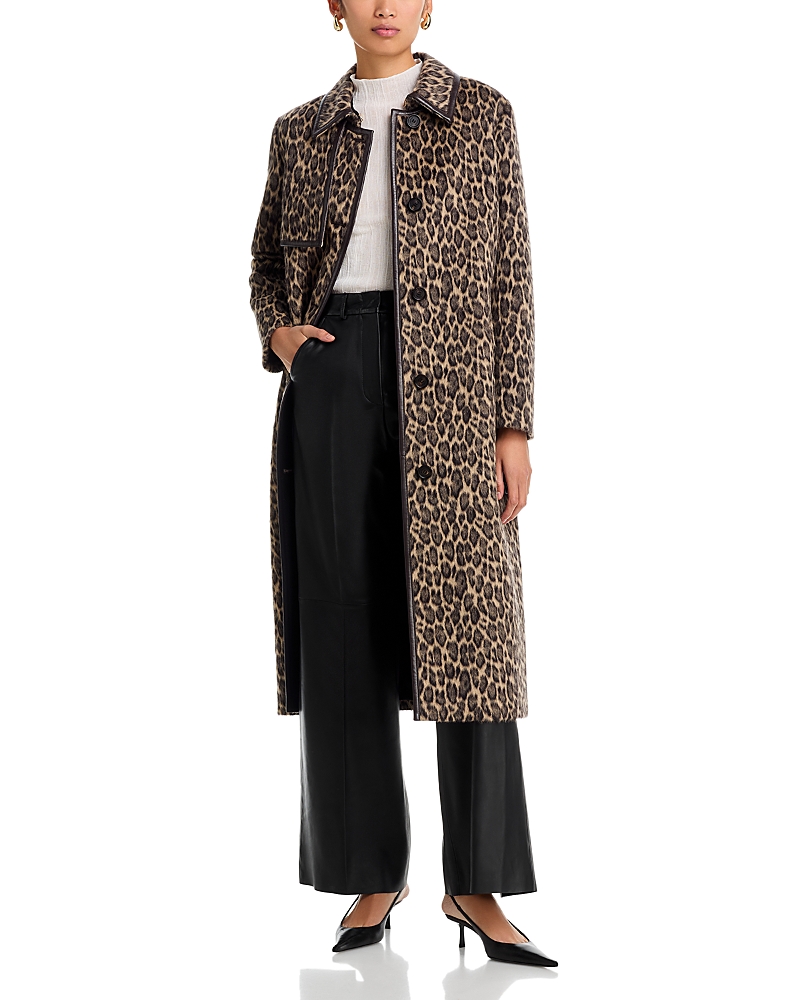 Click here for Mackage Long Wool Coat With Leather Trim prices