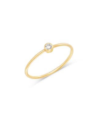 Zoe Chicco 14K Yellow Gold Bezel Diamonds Solitaire Wire Ring