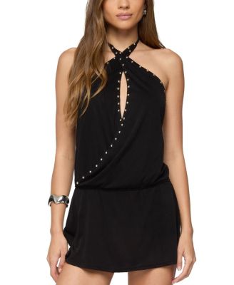 Click here for Edikted Studded Drop Waist Backless Mini Dress prices
