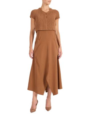 Click here for Santorelli Johanna Mix Media Cap Sleeve Midi Dress prices