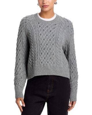 Click here for rag & bone Liz Beaded Wool Crewneck Sweater prices