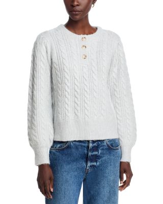 Click here for Single Thread Quarter Placket Cable Knit Sweater prices