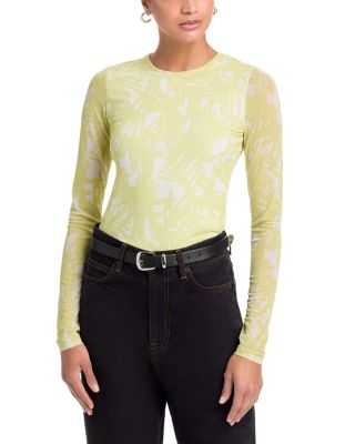 Click here for rag & bone Yana Printed Mesh Long Sleeve Tee prices