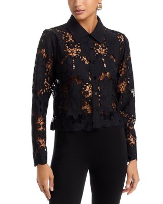 Click here for Aqua Lace Crop Long Sleeve Blouse - Exclusive prices