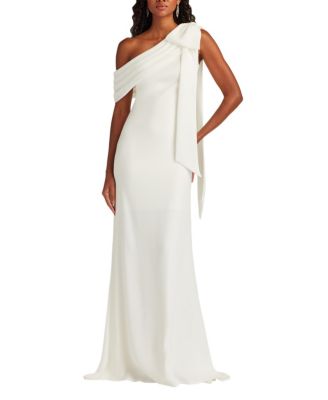 Click here for Tadashi Shoji Cassia Bow-Shoulder Crepe Gown prices