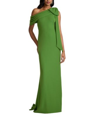 Click here for Tadashi Shoji Cassia Bow-Shoulder Crepe Gown prices