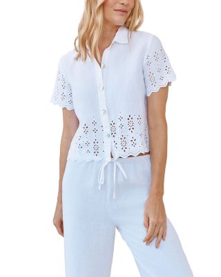Click here for Bella Dahl Short Sleeve Embroidered Button Down To... prices