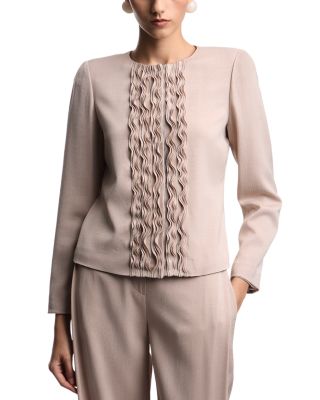 Click here for Emporio Armani Washed Twill Ruffled Detail Jacket prices