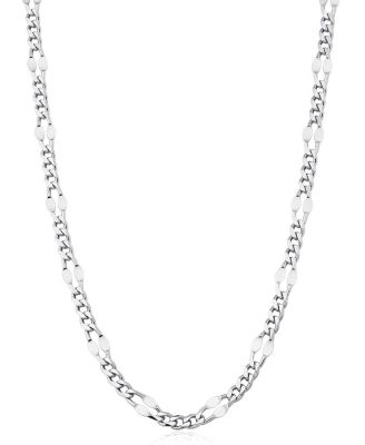 Click here for Oradina Sterling Silver Figaro Station Link Neckla... prices