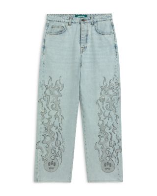 Click here for Barrow Relaxed Fit Flame Print Jeans in Sky Blue D... prices
