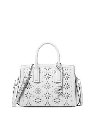 Click here for Michael Kors Laila Small Flower Cutout Leather Sat... prices