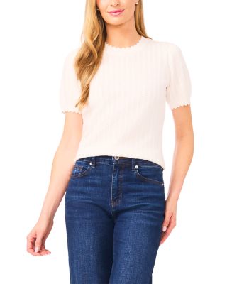 Click here for CeCe Pointelle Short Sleeve Sweater prices