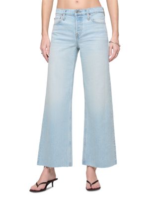 Click here for Re/Done Cropped Mid Rise Wide Leg Jeans in Silver... prices