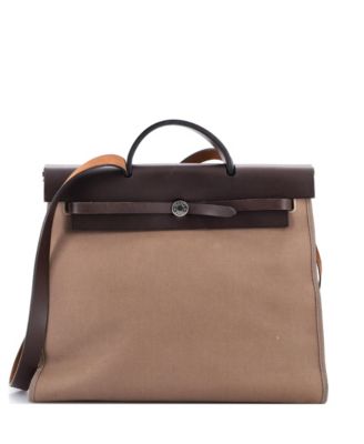 Click here for Pre-Owned HERMES 39 Herbag Zip Leather and Toile prices