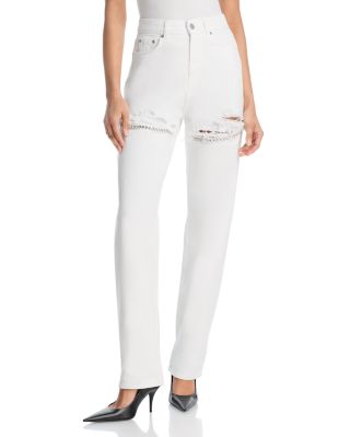 Click here for Area Crystal Fray Slit Jeans prices
