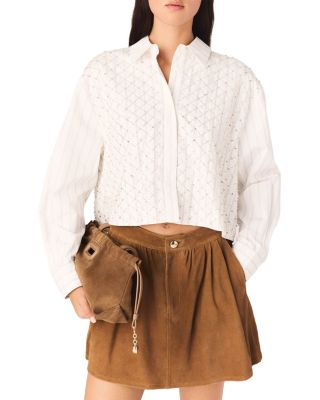 Click here for Maje Ciraya Beaded Cropped Shirt prices
