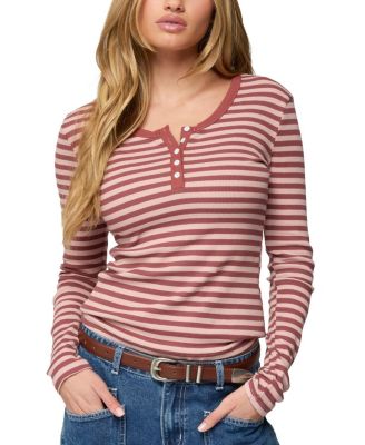 Click here for Edikted Roma Striped Henley Top prices