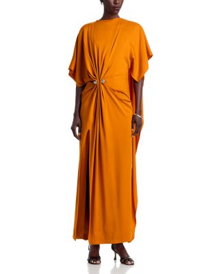 Click here for Brandon Maxwell Lucia Draped Dress with Cuff Link... prices