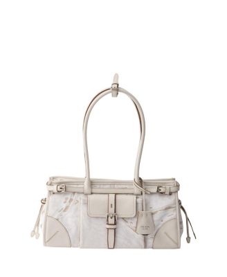 Click here for Prada Bonnie Medium Printed Linen And Leather Hand... prices