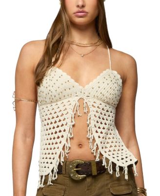 Click here for Edikted Maggie Bead Split Front Backless Crochet T... prices