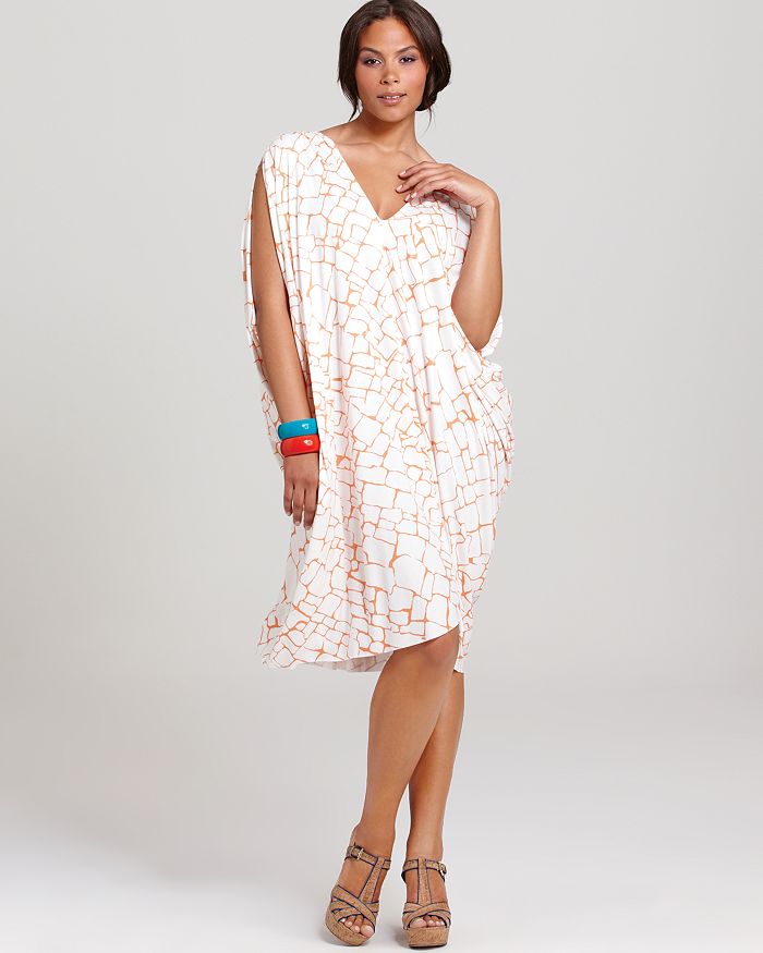 Rachel Pally White Label Plus Barret Printed V Neck Drape Dress ...