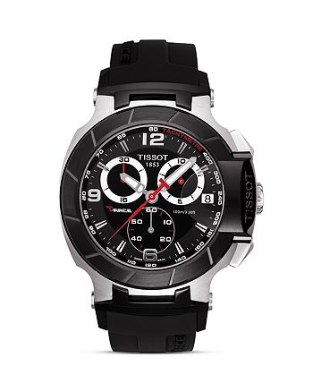 Tissot T-Race Men's Black Quartz Chronograph Rubber Strap Watch, 50mm ...