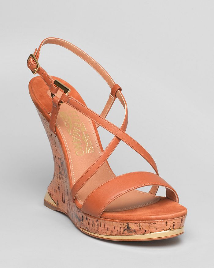 Salvatore Ferragamo Platform Wedge Sandals - Shade Gancio Cork ...