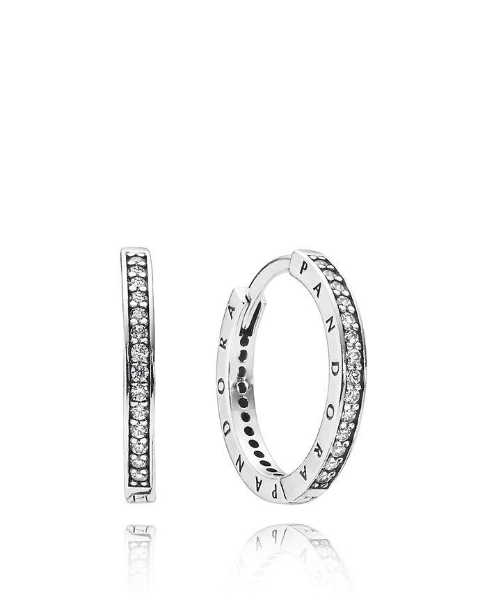 Pandora Hoop Earrings - Sterling Silver & Cubic Zirconia PANDORA ...