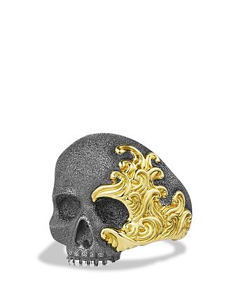 David Yurman Waves Large Skull Ring with Gold | Bloomingdale's