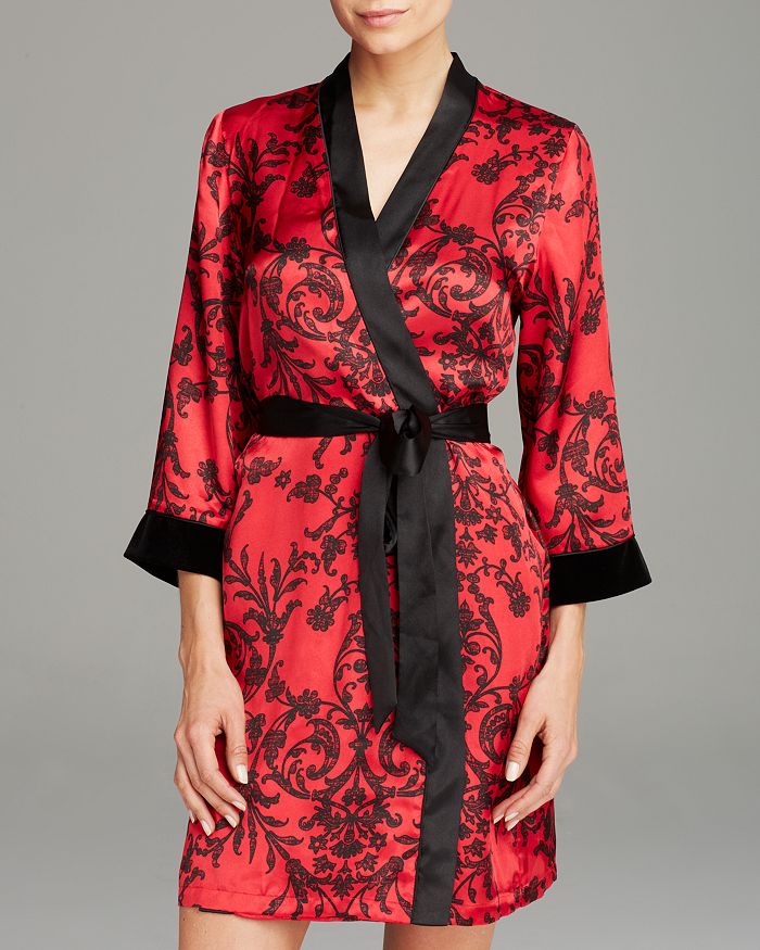 In Bloom by Jonquil Velvet Scroll Printed Satin Wrapper | Bloomingdale's