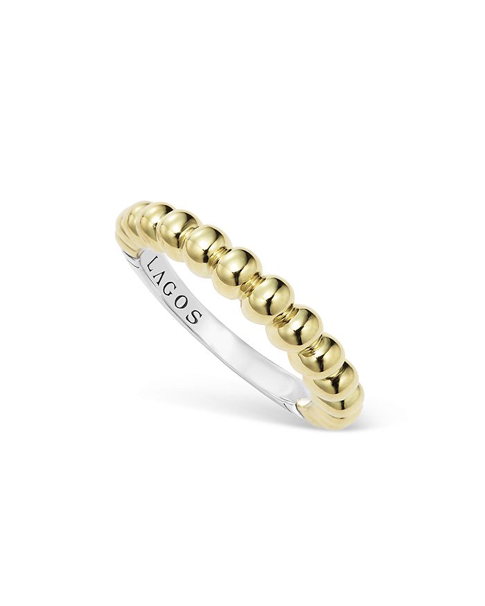 LAGOS Sterling Silver and 18K Gold Fluted Stacking Ring | Bloomingdale's