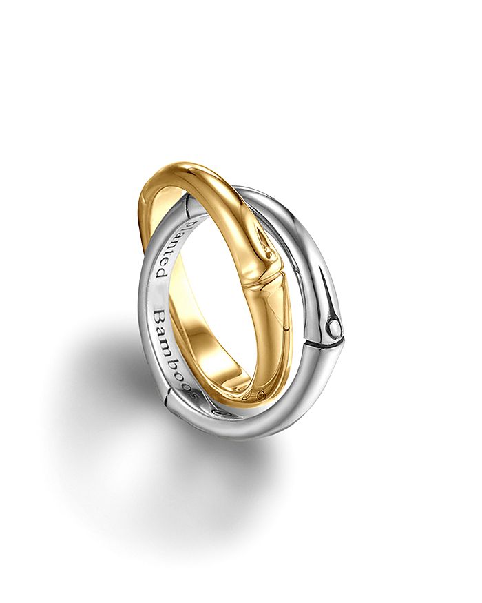 JOHN HARDY Bamboo 18K Gold and Silver Interlocking Band Ring ...