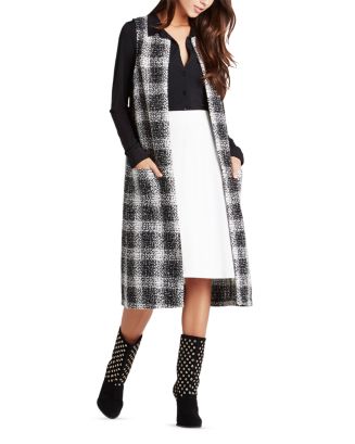 BCBGeneration Plaid Tweed Long Vest | Bloomingdale's