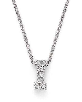 Roberto Coin 18K White Gold Initial Love Letter Pendant Necklace with Diamonds  16