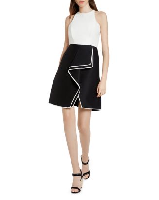 HALSTON HERITAGE HALSTON Color Block Ruffle Detail Dress | Bloomingdale's