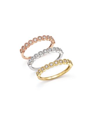 Bloomingdale's Fine Collection Diamond Milgrain Bezel Stacking Ring in ...