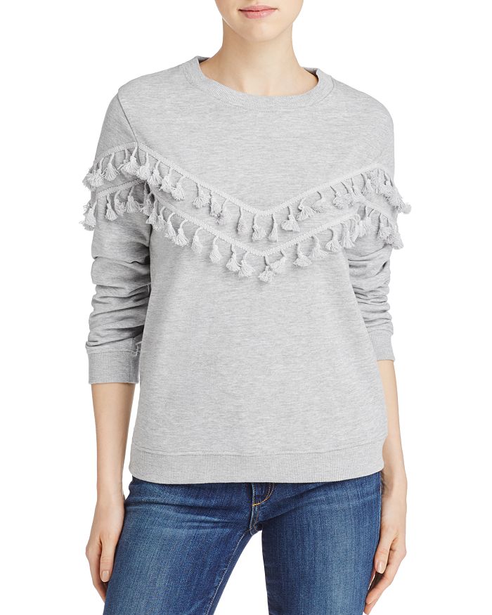 Alison Andrews Tassel Trim Sweatshirt | Bloomingdale's