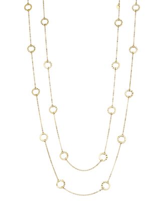 Bloomingdale's 14K Yellow Gold Textured Circle Station Necklace, 52 ...