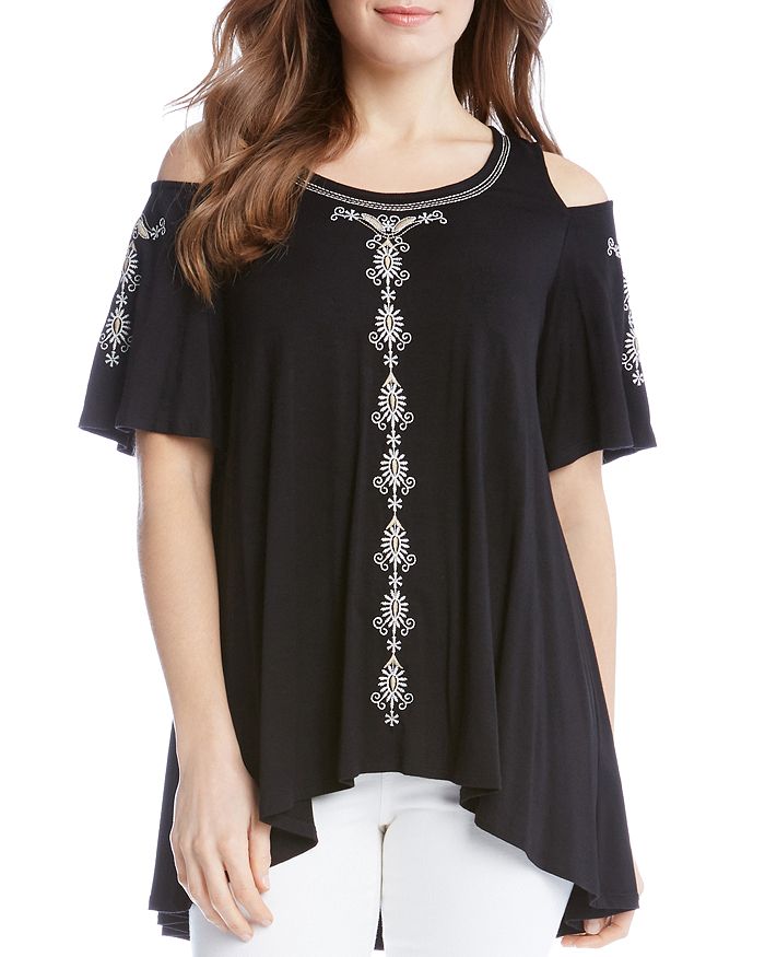 Karen Kane Cold Shoulder Embroidered Top | Bloomingdale's