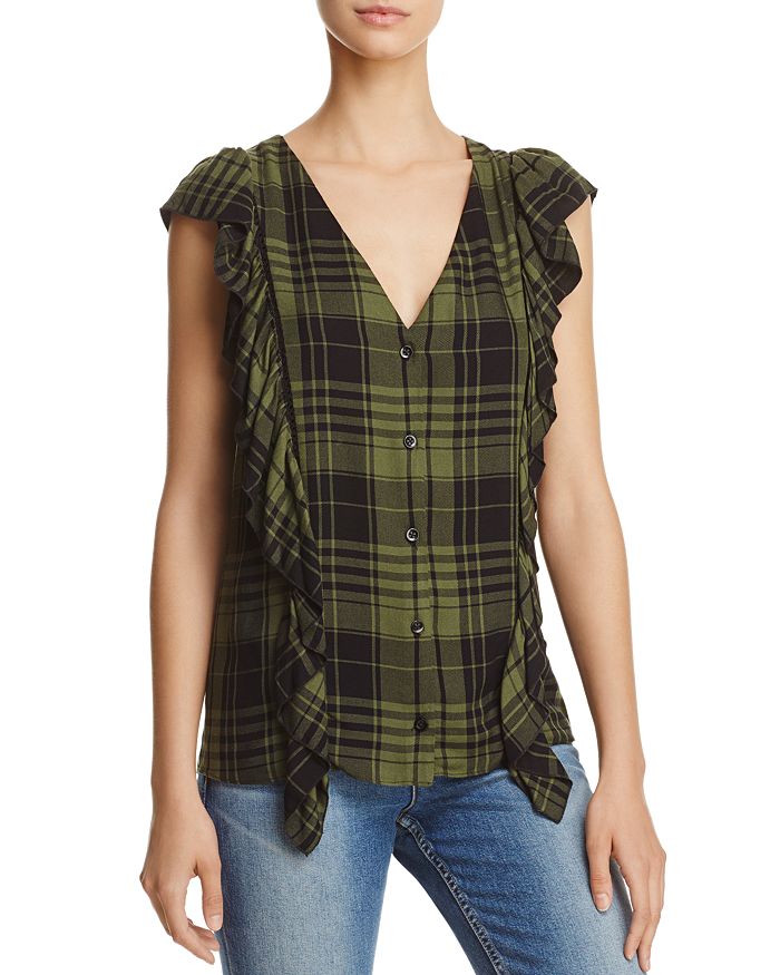 Alice and Olivia Alice + Olivia Janet Side-Ruffle Blouse | Bloomingdale's