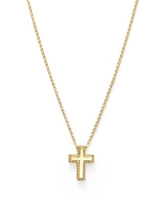 Roberto Coin 18K Yellow Gold Tiny Treasures Cross Pendant Necklace, 17 ...
