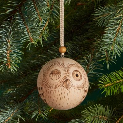 Bloomingdale's Wood Owl Ball Ornament - 100% Exclusive | Bloomingdale's