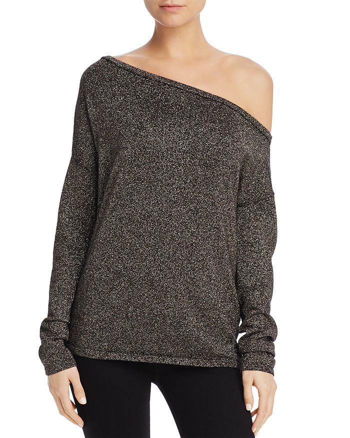 Minnie Rose Metallic One-Shoulder Sweater | Bloomingdale's