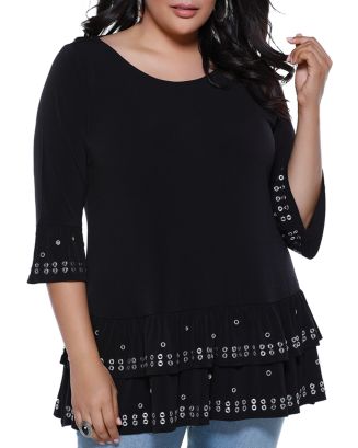 Belldini Plus Belldini Grommet Ruffle Top | Bloomingdale's