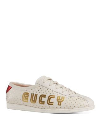 Gucci Women's Falacer Leather Print Low Top Lace Up Sneakers ...
