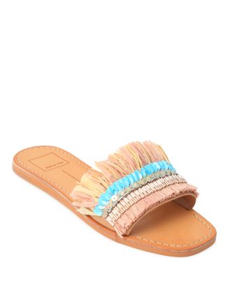 Dolce Vita Cadiz Embellished Raffia Slide Sandals | Bloomingdale's