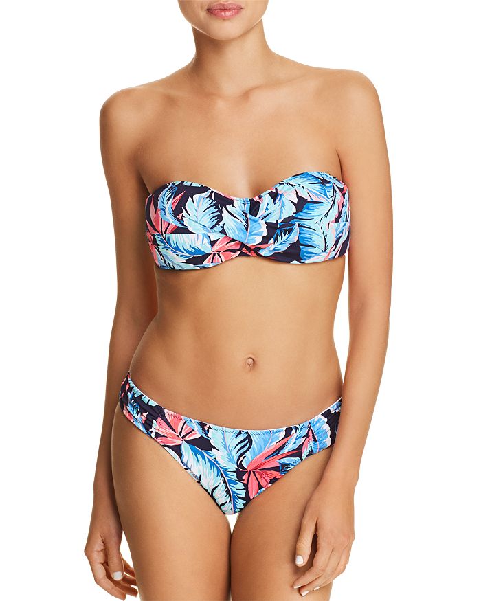 Tommy Bahama Palms Twist Bandeau Bikini Top And Palms Reversible Shirred