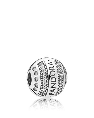 Pandora Sterling Silver & Cubic Zirconia Logo Hearts Clip | Bloomingdale's